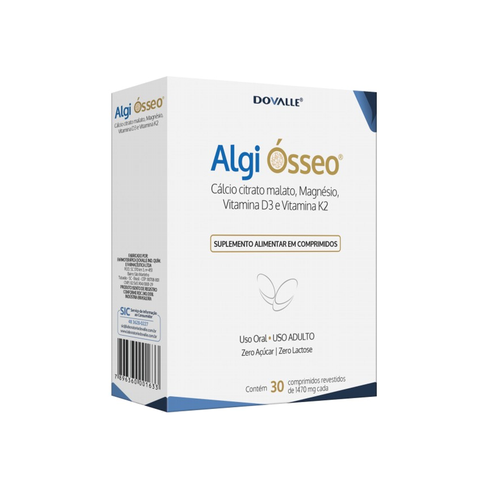 Algi Ósseo 30 Comprimidos Revestidos (Calcio Citr + Vit D3.K2) Dovalle