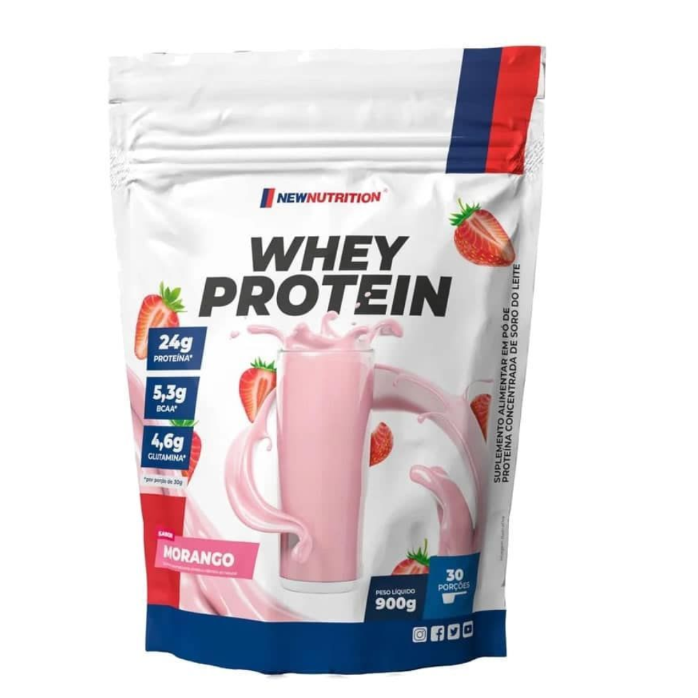 WHEY PROTEIN NEW 900G MORANGO