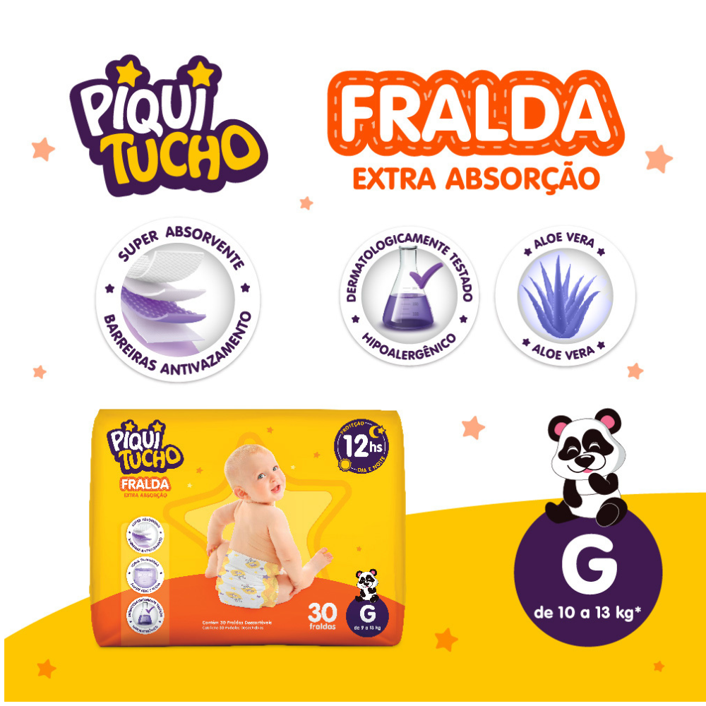 FRALDA INFANTIL PIQUITUCHO MEGA G C/30